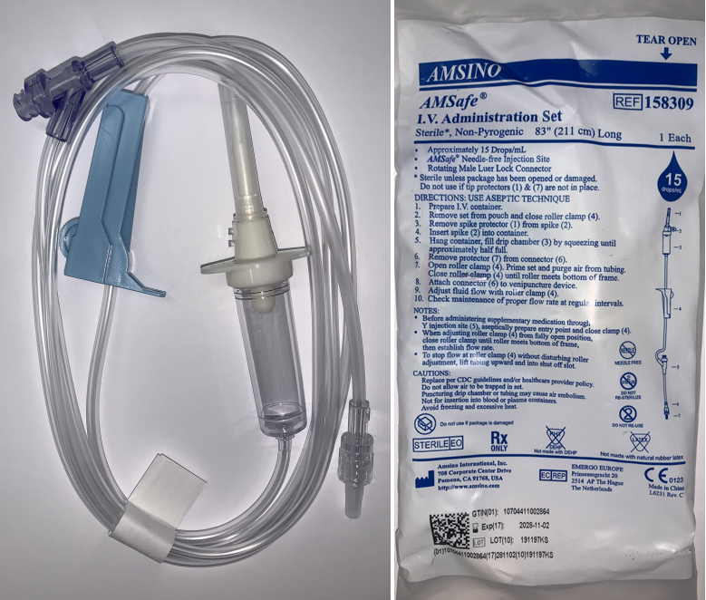 15 DROPS/ML, IV ADMIN SET/ Y-SITE NEEDLESS CONNECT, 83 inches - 50/CS ...